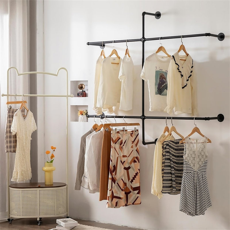 Rebrilliant Nithika Metal Wall Mounted Clothes Rack | Wayfair