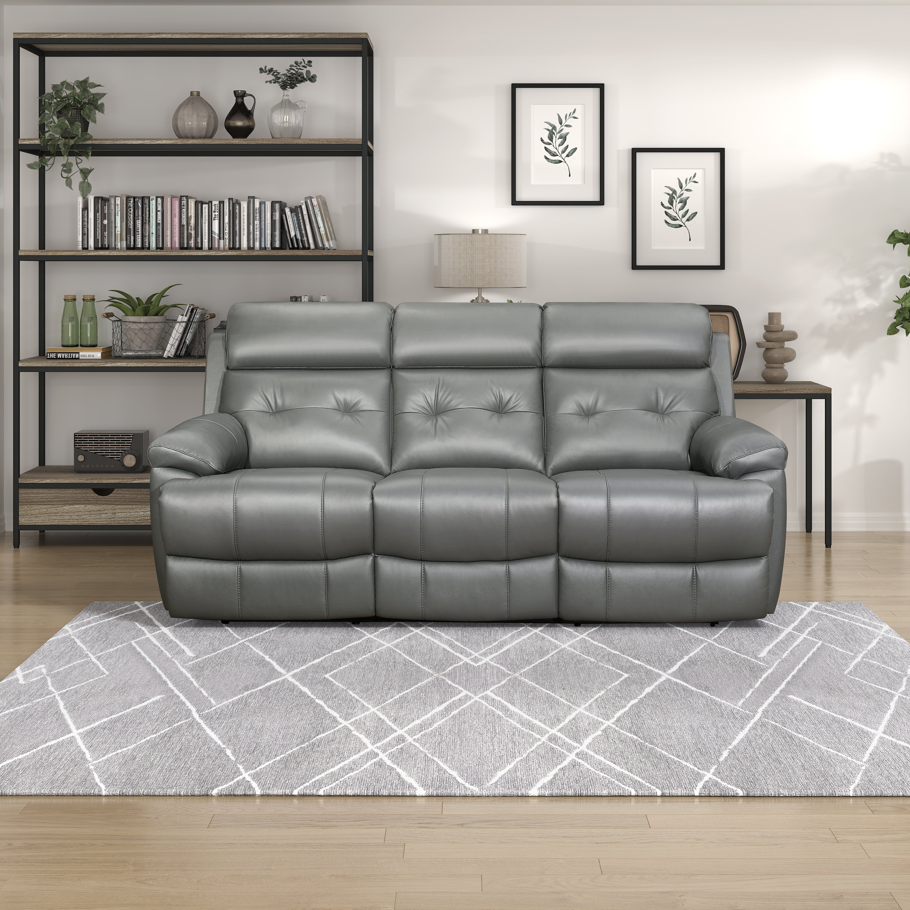 Latitude Run® Ashden 84" Tufted Leather Match Manual Reclining Sofa ...