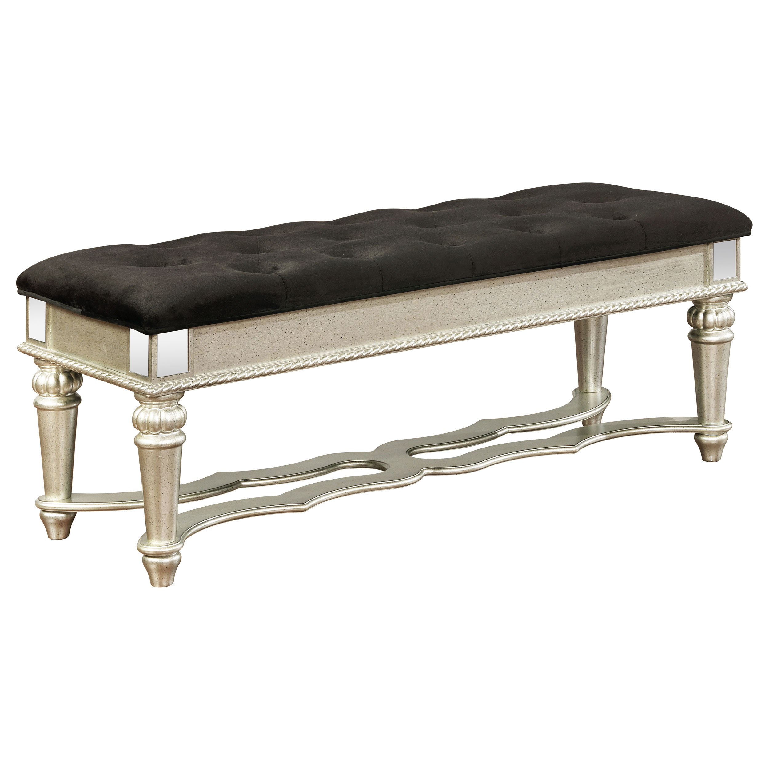 Hokku Designs Julee Upholstered Tufted Bench Metallic Platinum | Wayfair