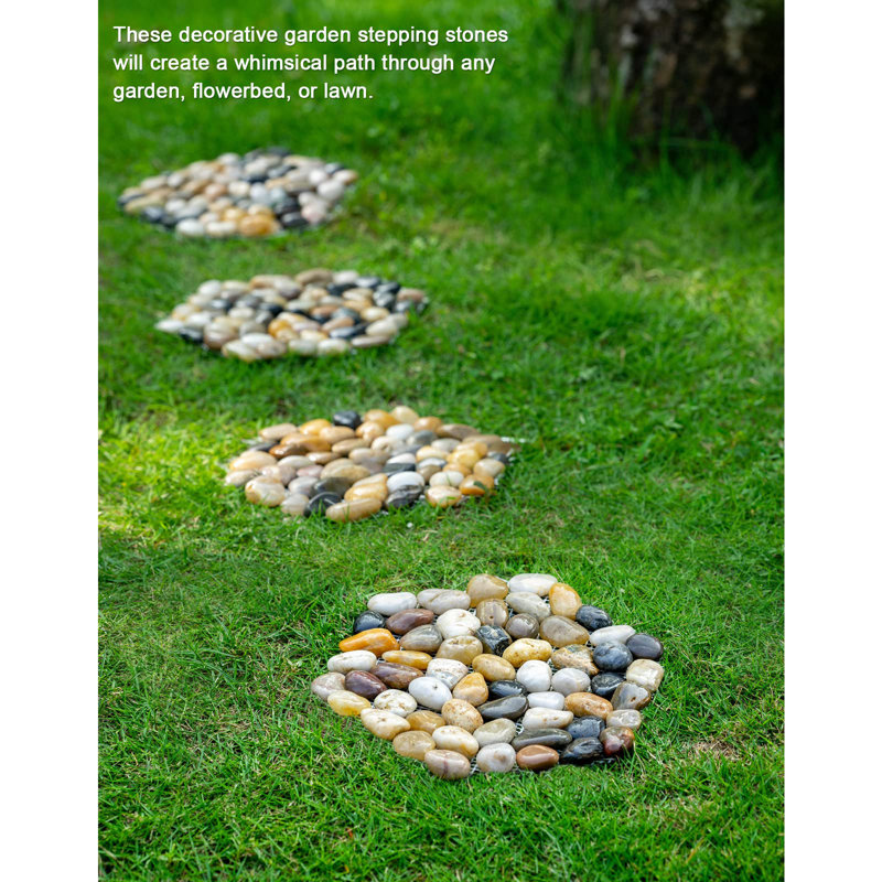 Arlmont & Co. 6 PCS River Rock Stepping Stones Outdoor, 9.5 Inch ...