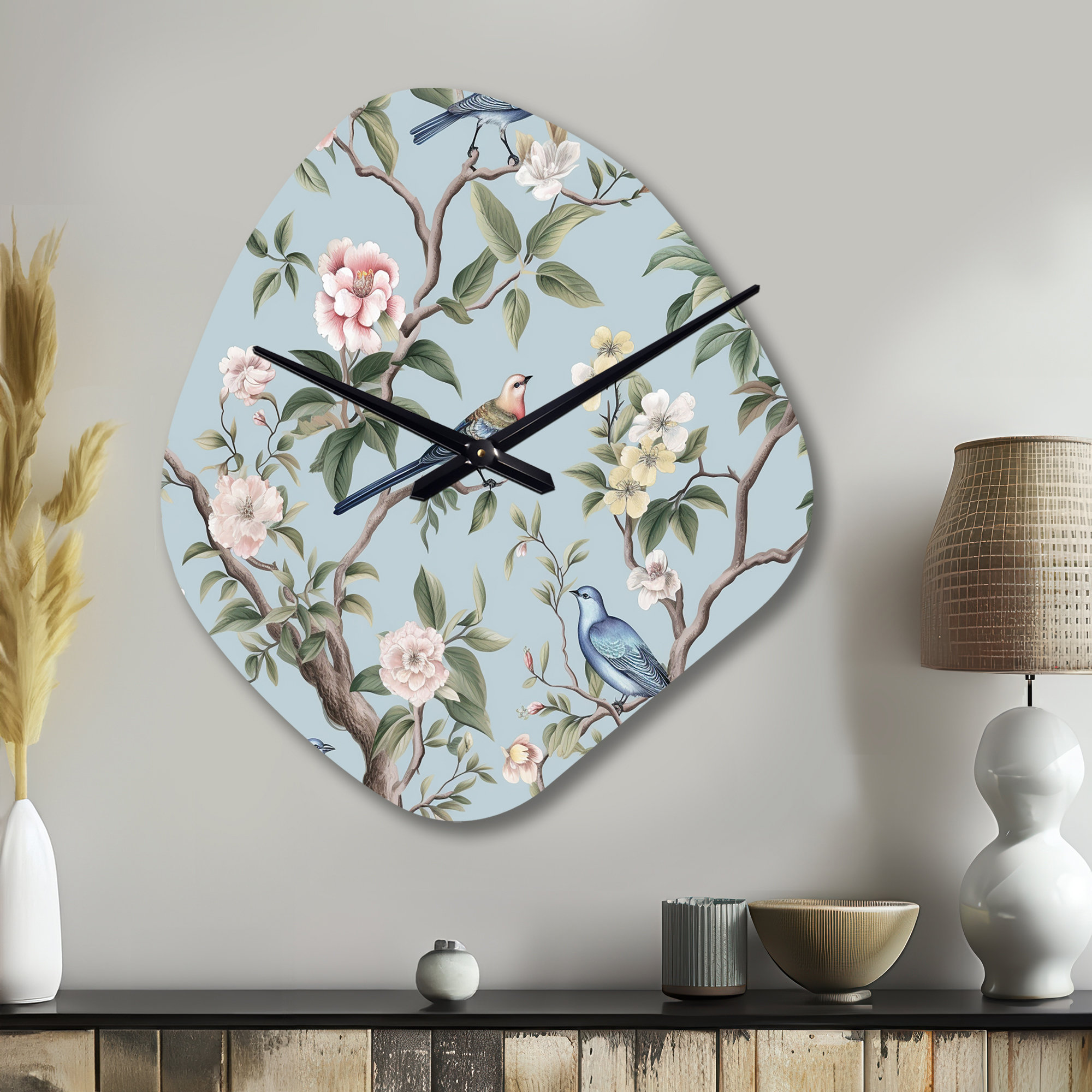 Design Art Chinoiserie With Birds and Peonies XIV - Floral Irregular ...