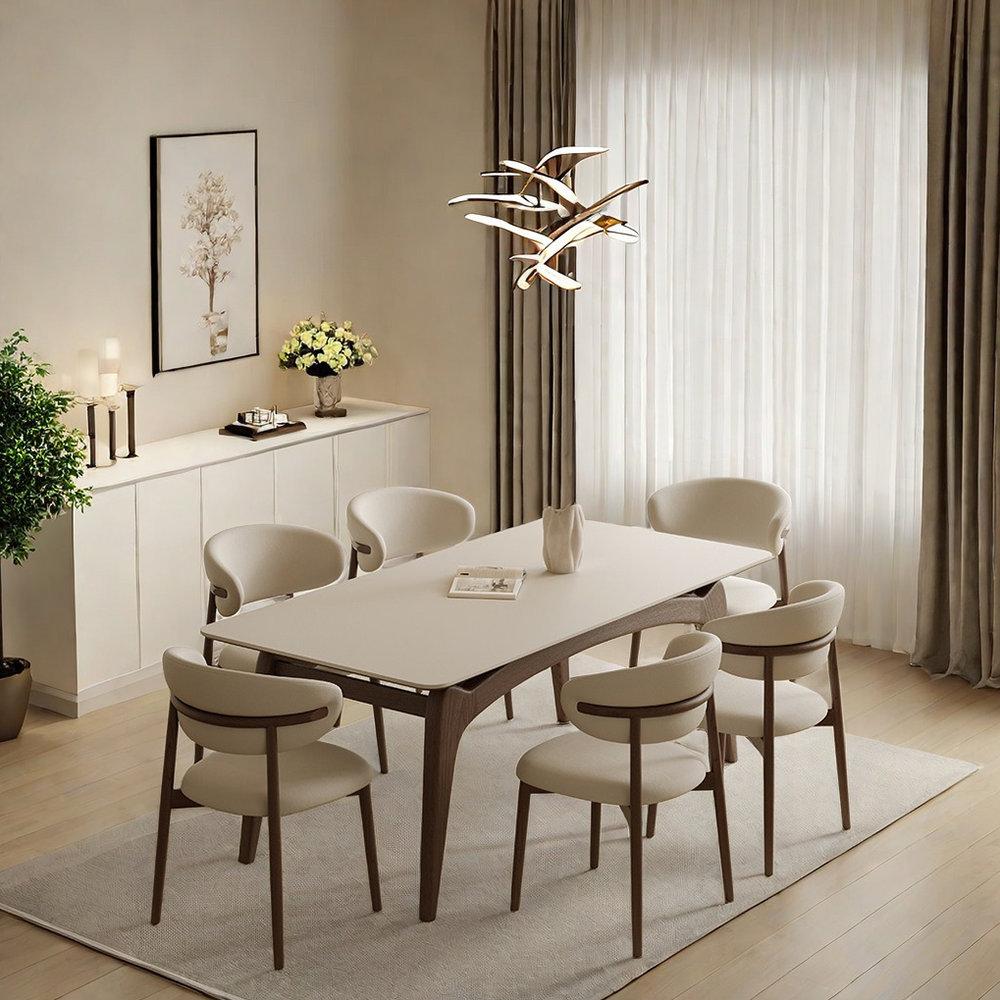 Corrigan Studio® Alje Modern Rectangular Rock-Plate Dining Table Chair ...