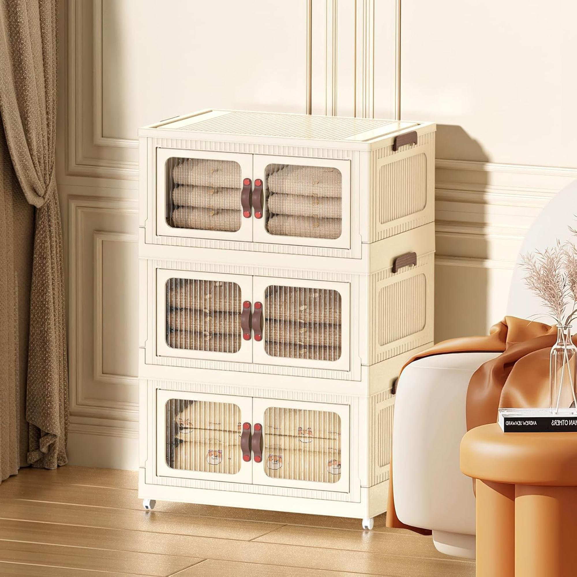 Rebrilliant Stackable Storage Bins 30 Qt, Folding Storage Bins With ...