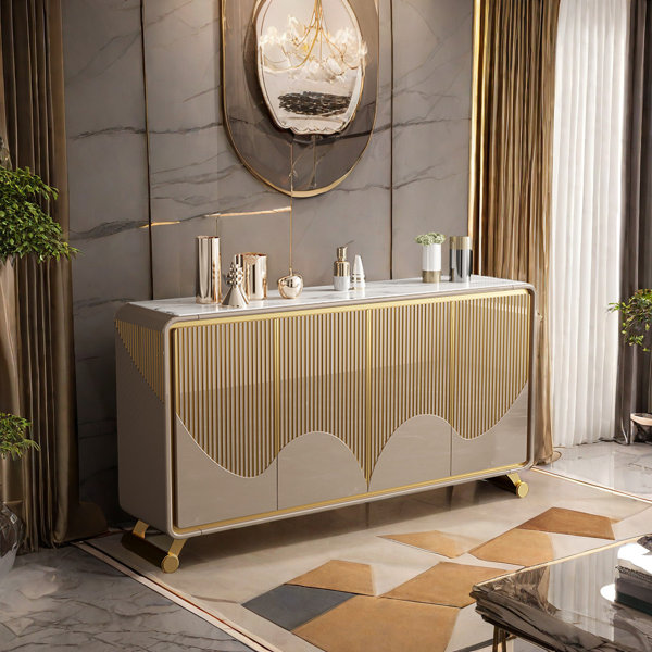 BEMA STONE LLC Italian Light Luxury Accent Cabinet Accent Cabinet ...