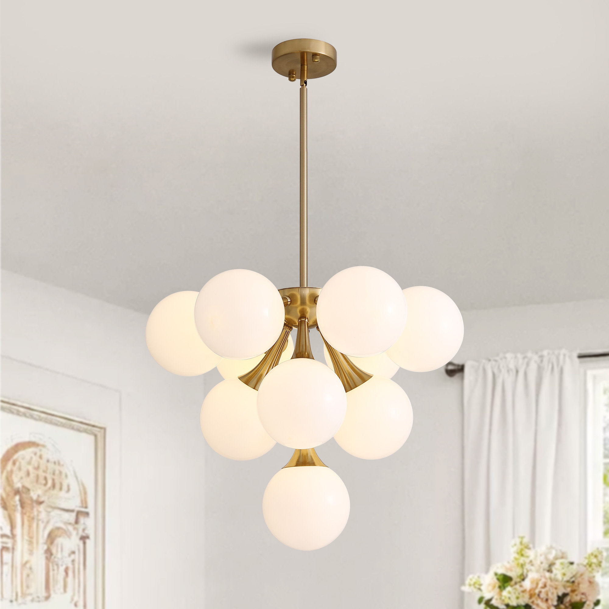 Everly Quinn Starlene 10-light Cluster Glass Bubble Chandelier | Wayfair