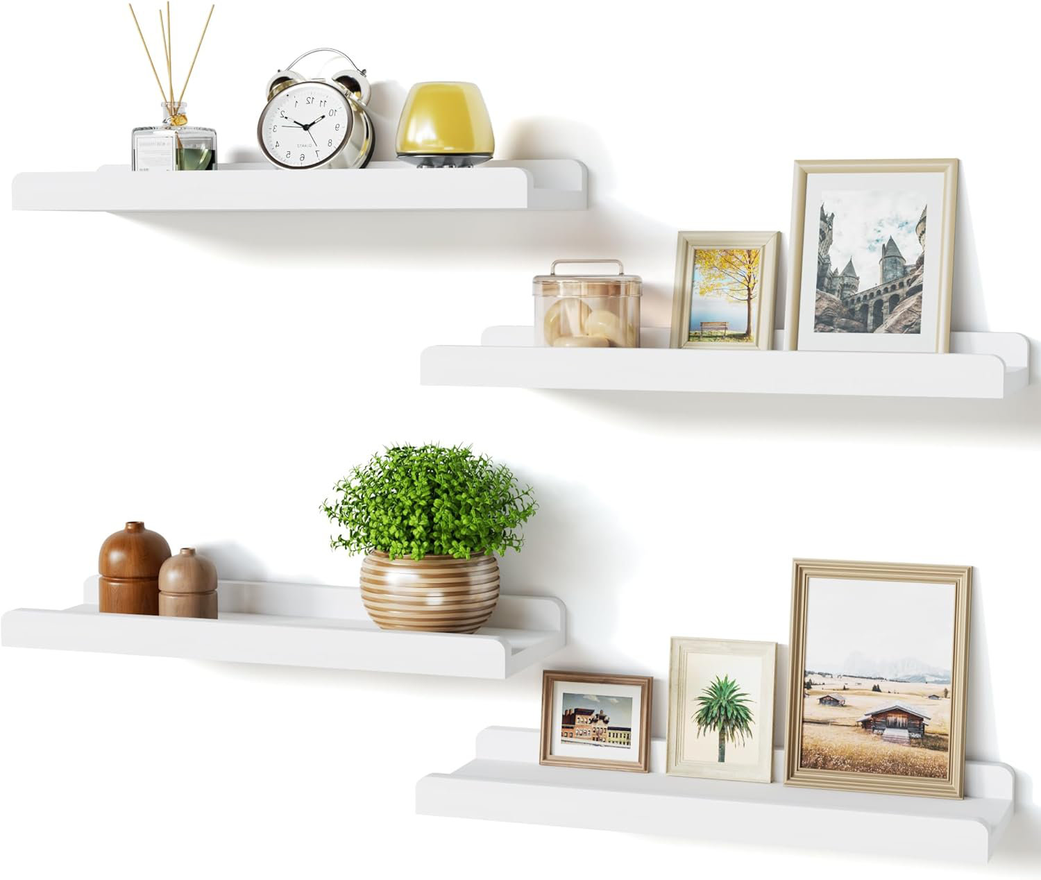 Ophelia & Co. Set Of 4 Floating Shelves With Protective Ledge, Rustic ...