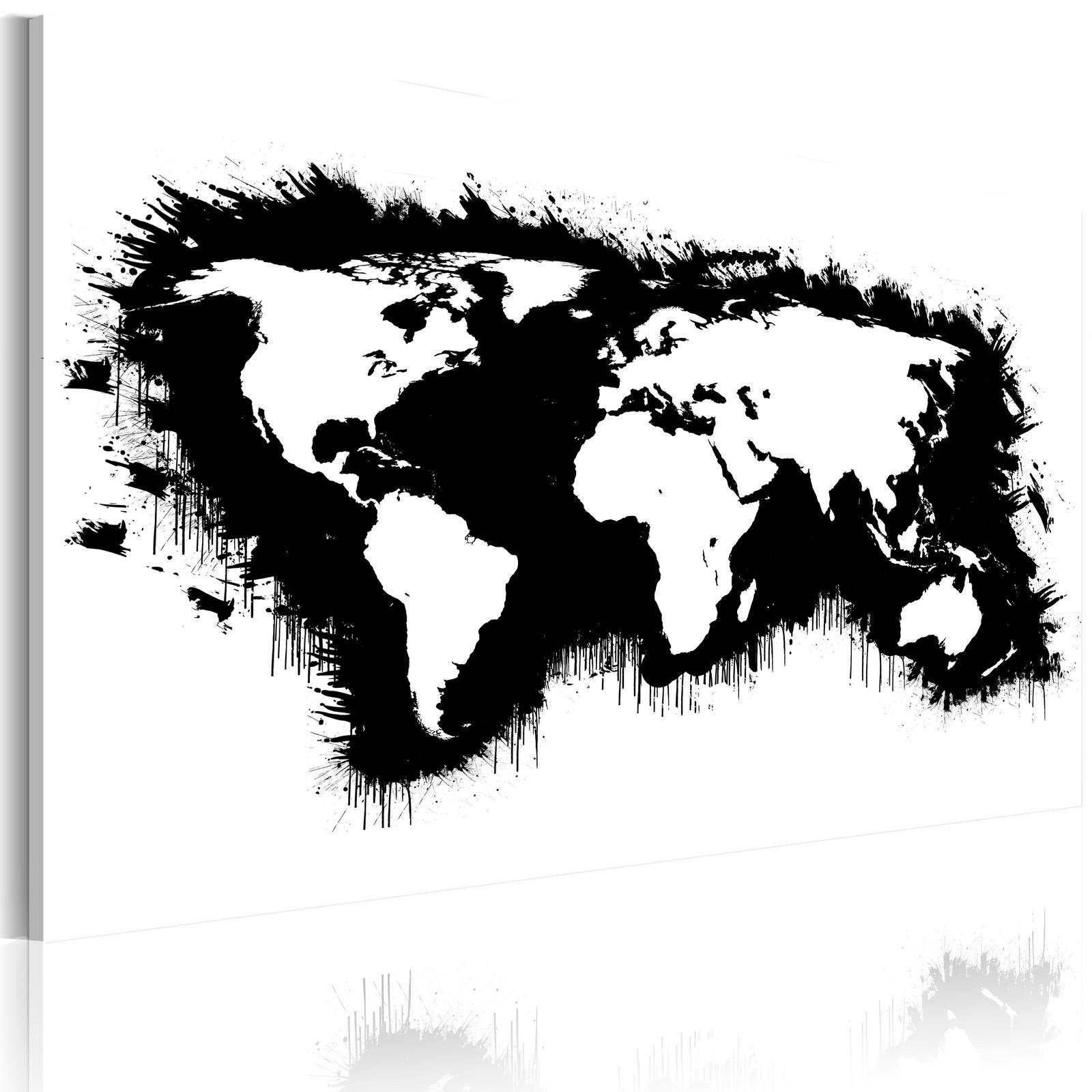 17 Stories Monochromatic Map Of The World On Canvas Print | Wayfair