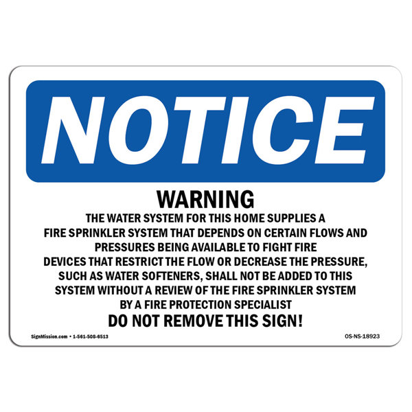 SignMission Warning the Water System For this Home Supplies Sign | Wayfair
