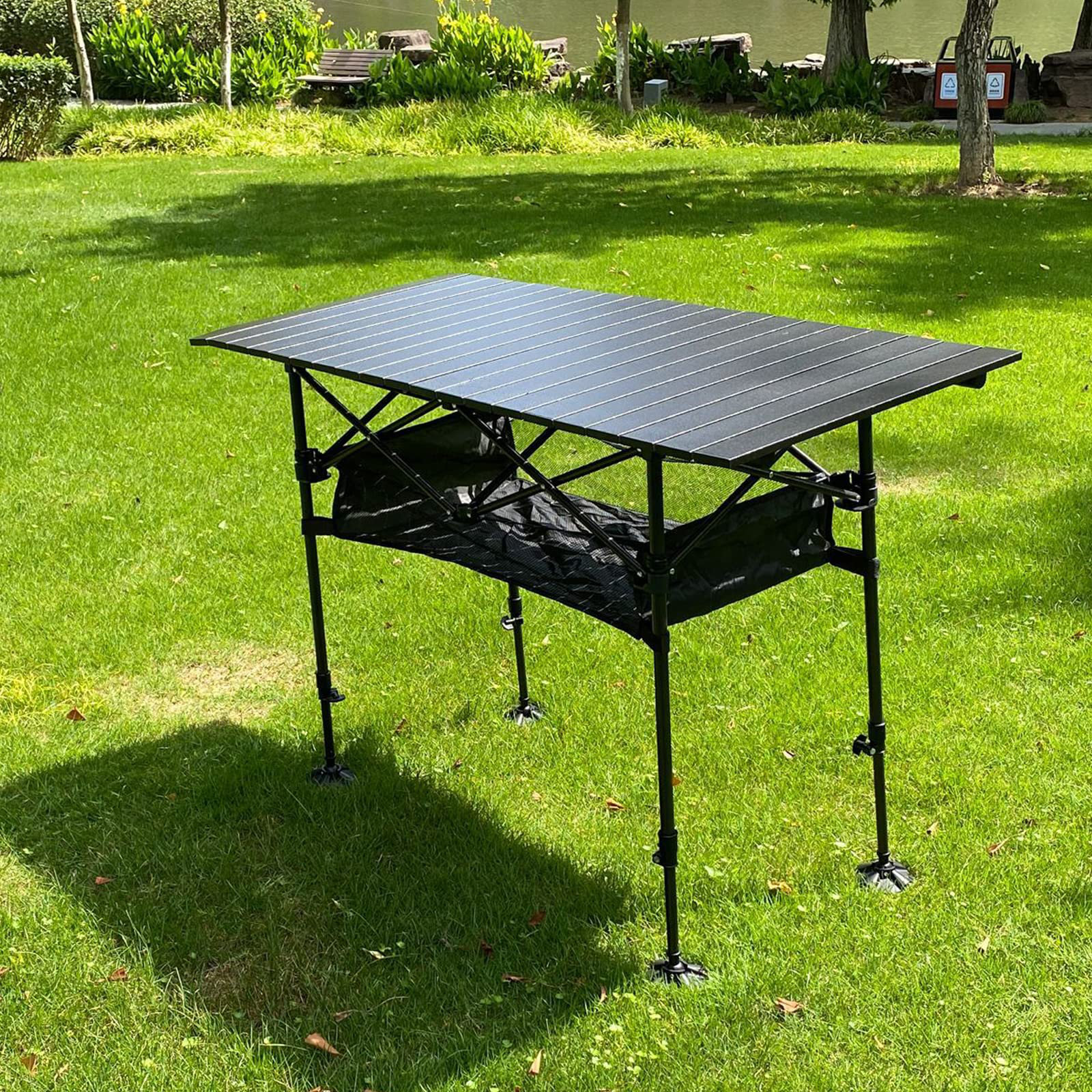 Arlmont & Co. Adjustable Height Aluminum Camping Table Folding Portable ...