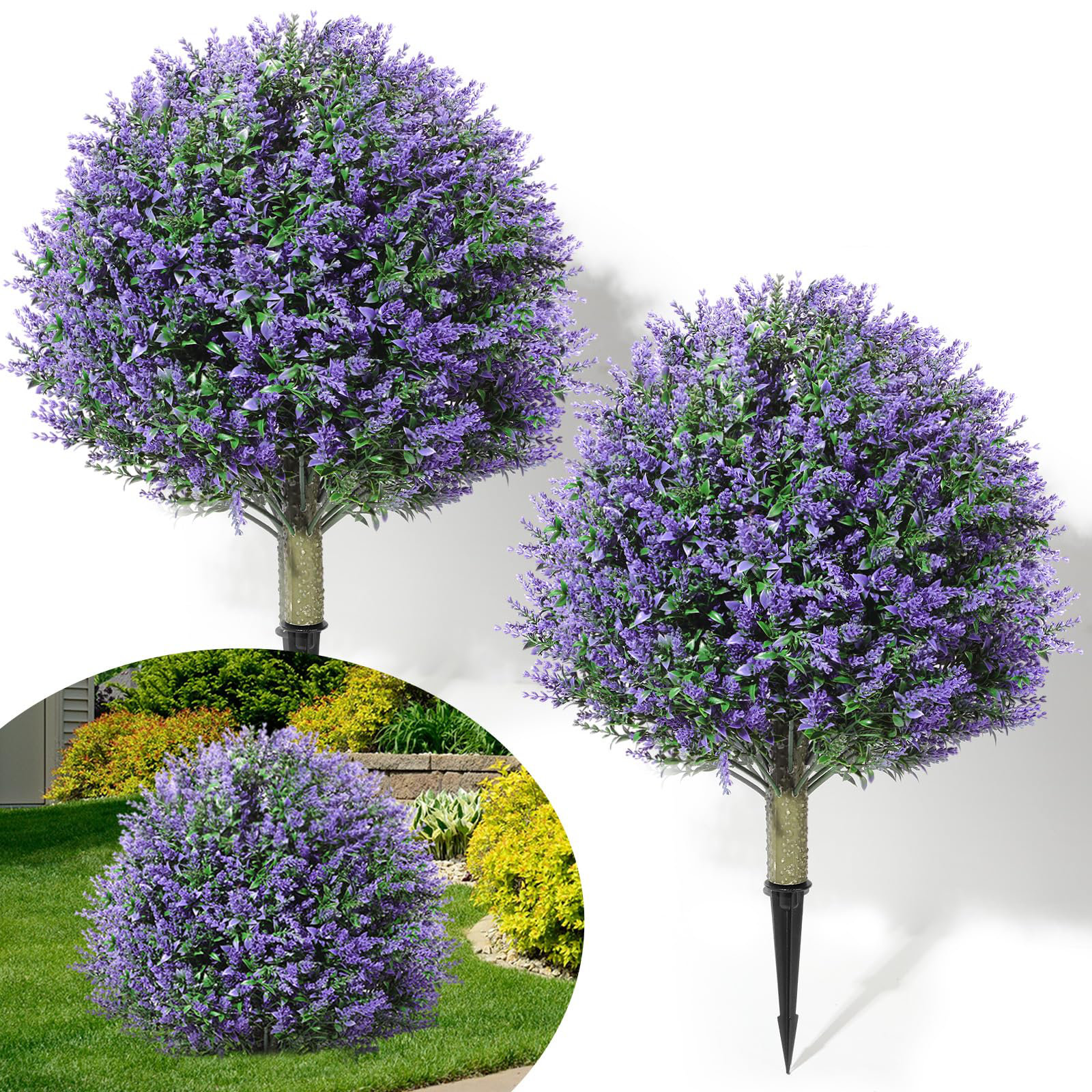 Primrue Artificial Topiary Ball Trees With Flowers Set Of 2,Outdoor ...