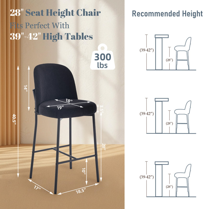 George Oliver Modern Counter Height Bar Stools Set of 4, 28 Inch Sherpa ...