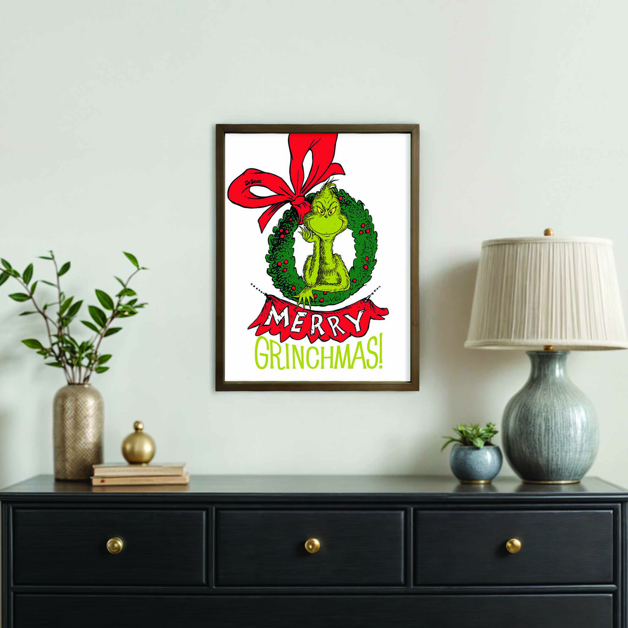 Ophelia & Co. The Grinch Merry Grinchmas Wreath Brown Framed Print ...