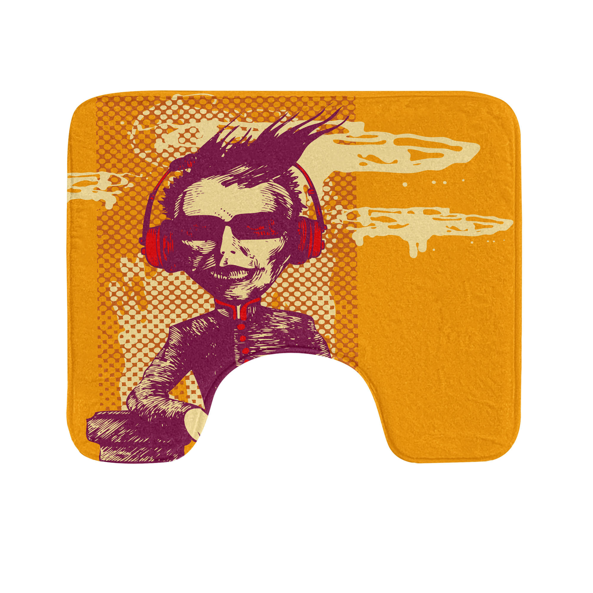 Dakota Fields Music Toilet Mat U-Shape Bathroom Rug 20" Marigold Maroon ...