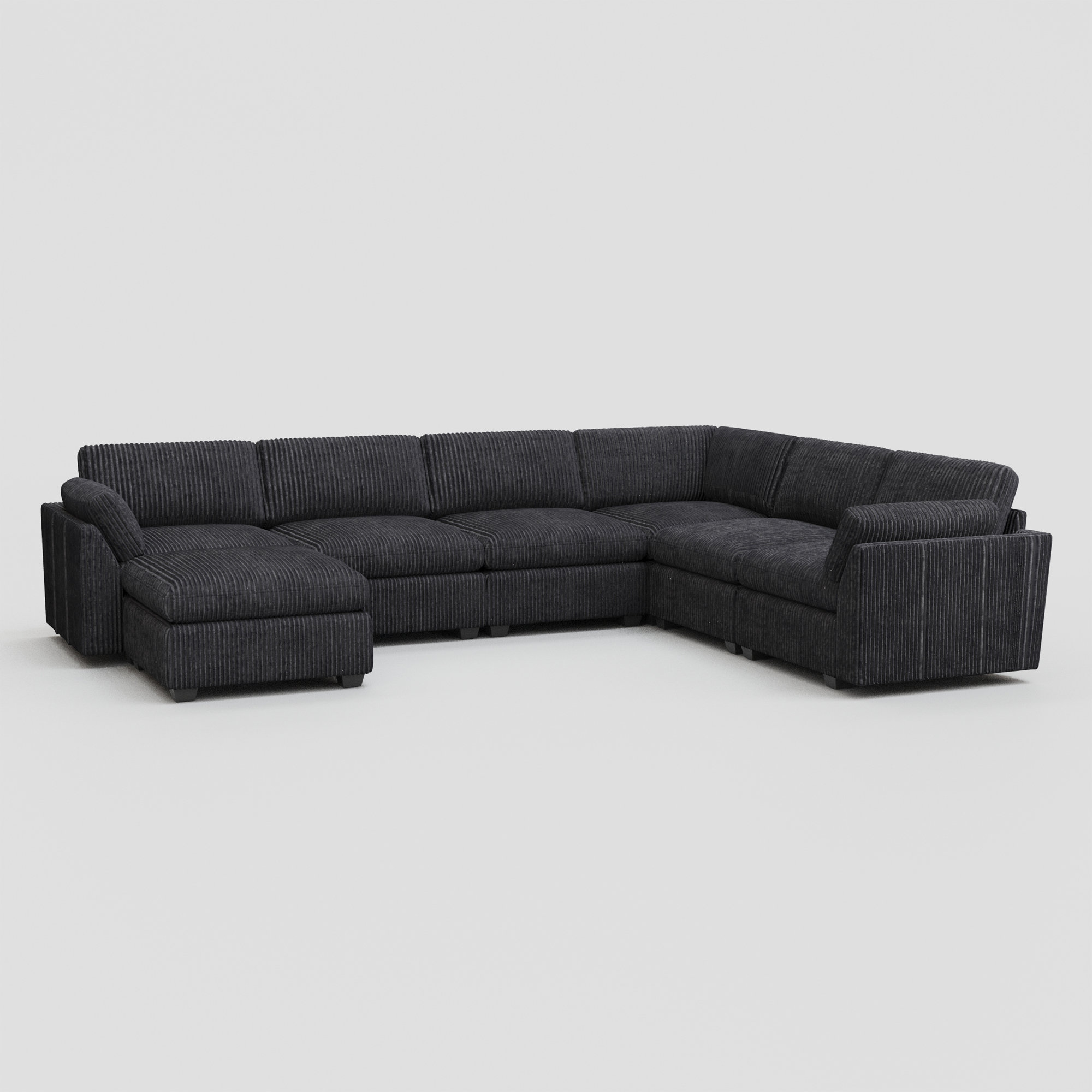 Mercer41 Caryn Corduroy 137.8 Inch Large U Shaped Couch Modular Sofa ...