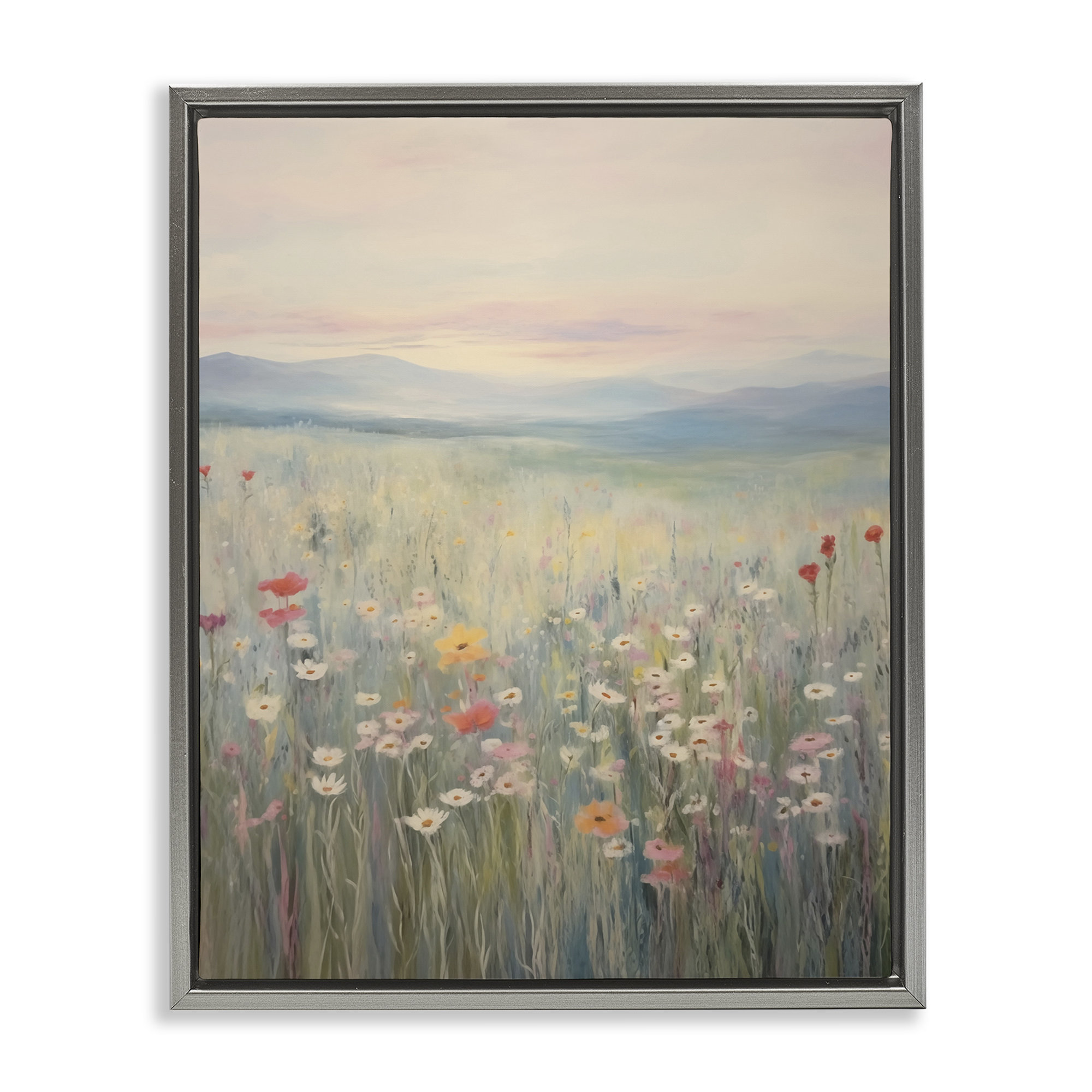 Lark Manor™ Pastel Spring Floral Meadow Framed Floater Canvas Wall Art ...