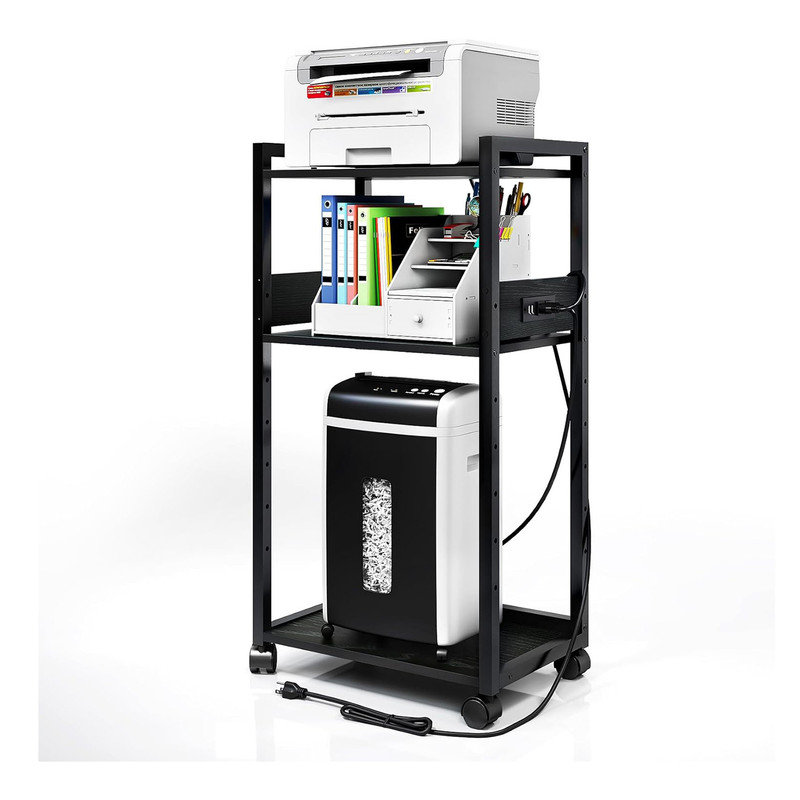 AMIZOY 3-Tier Movable Printer Stand with Storage,Rolling Computer Stand ...