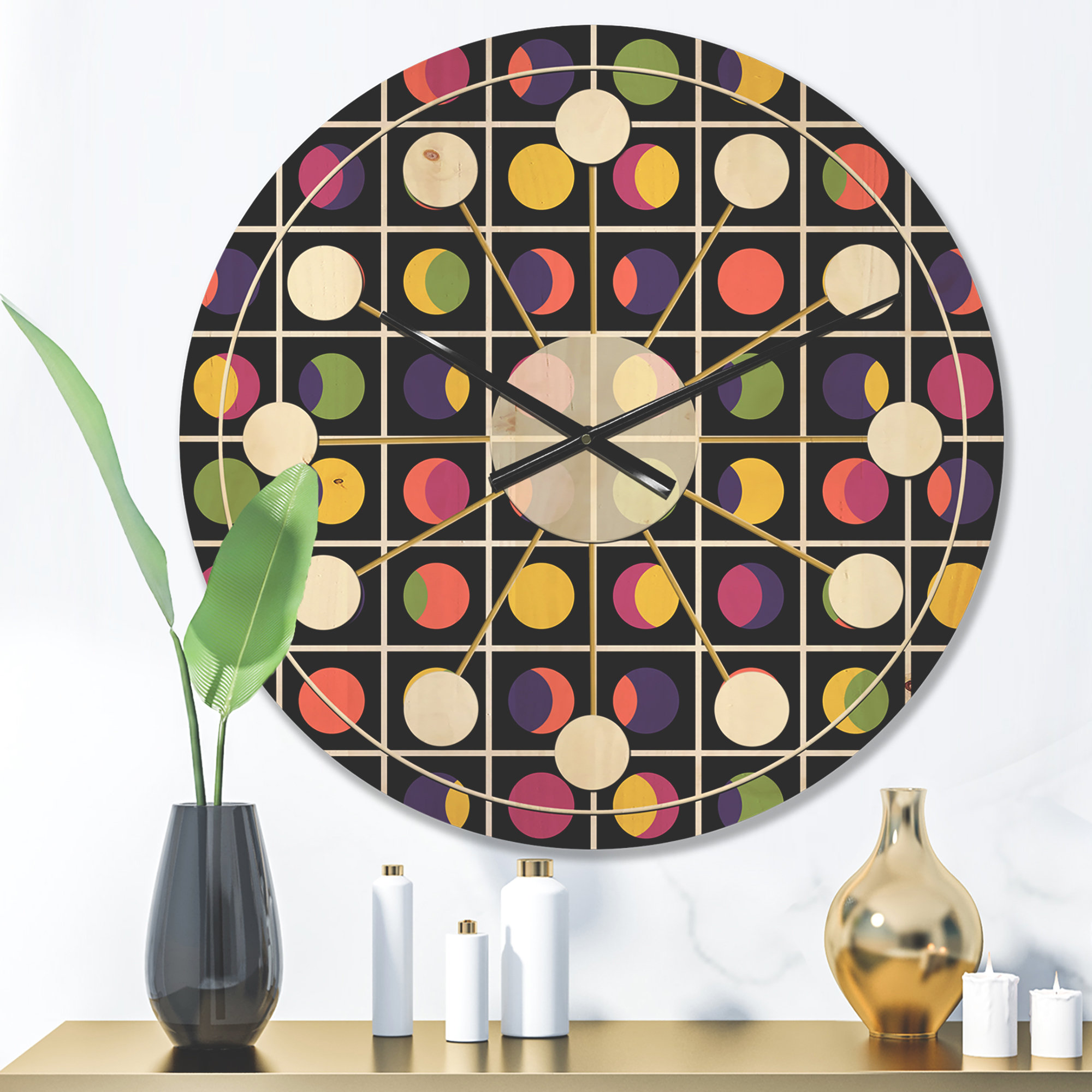 East Urban Home Retro Circular Moons - Mid-Century Modern Wood Wall ...