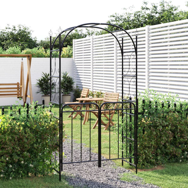 Ophelia & Co. Elzada 108cm W x 45cm D Steel Garden Arches with Gate in ...