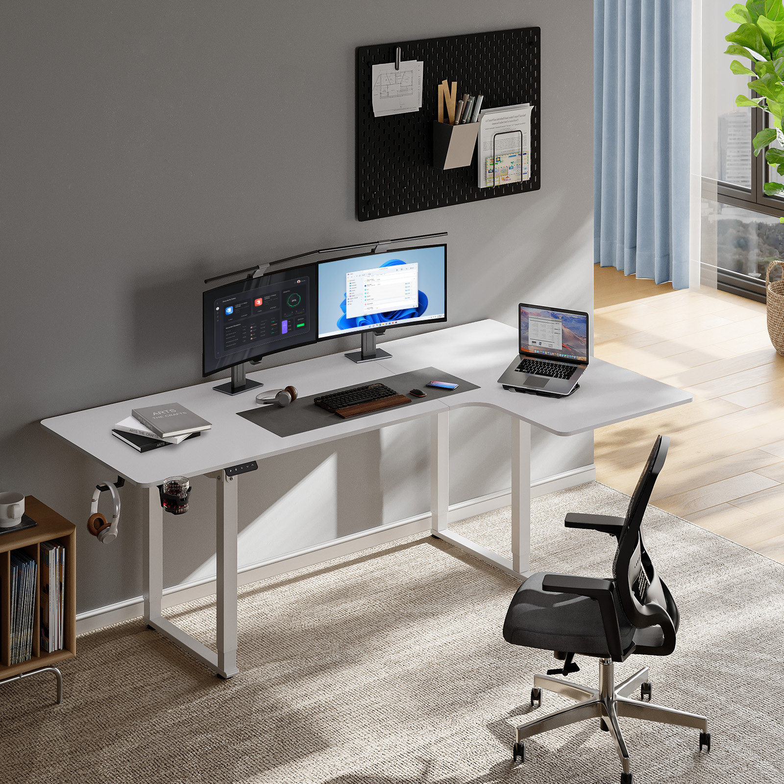 Ebern Designs Dual Motor L Shaped Standing Desk With Memory Controller ...