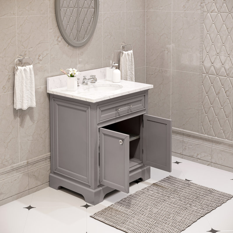 Three Posts™ Goyette 30'' Single Bathroom Vanity with Marble Top ...