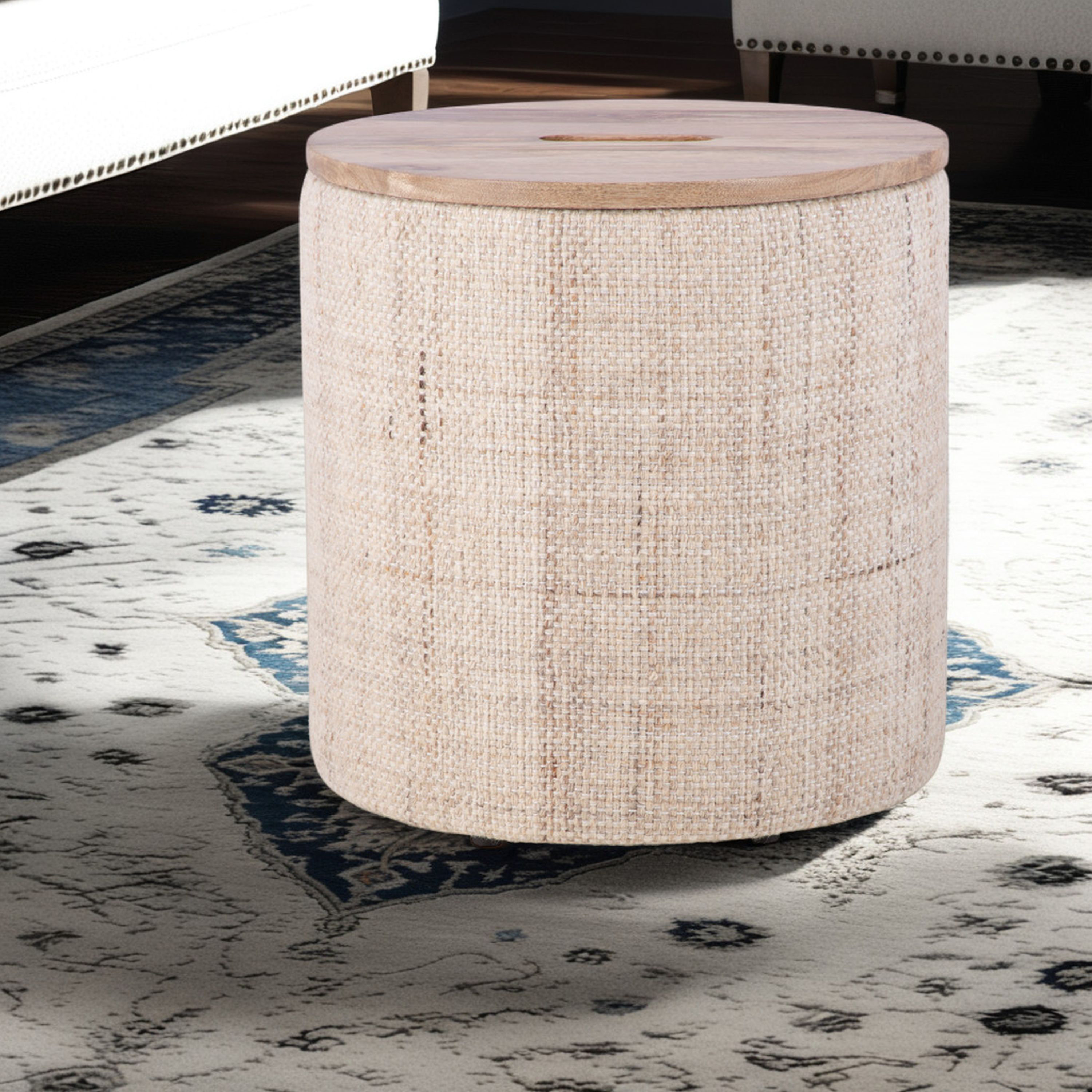 Latitude Run® Handwoven Nereus Wood Top Storage Ottoman | Wayfair