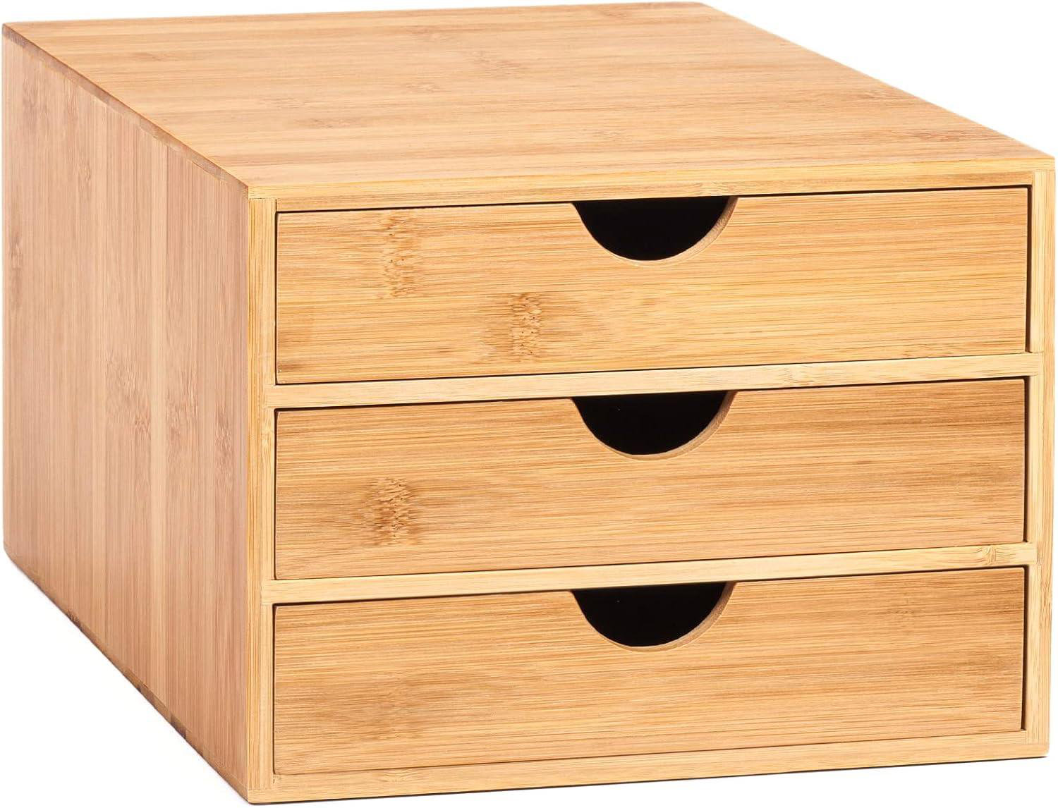 17 Stories Rosealina Bamboo Desk Top 3 Drawers Organiser Drawer Box ...