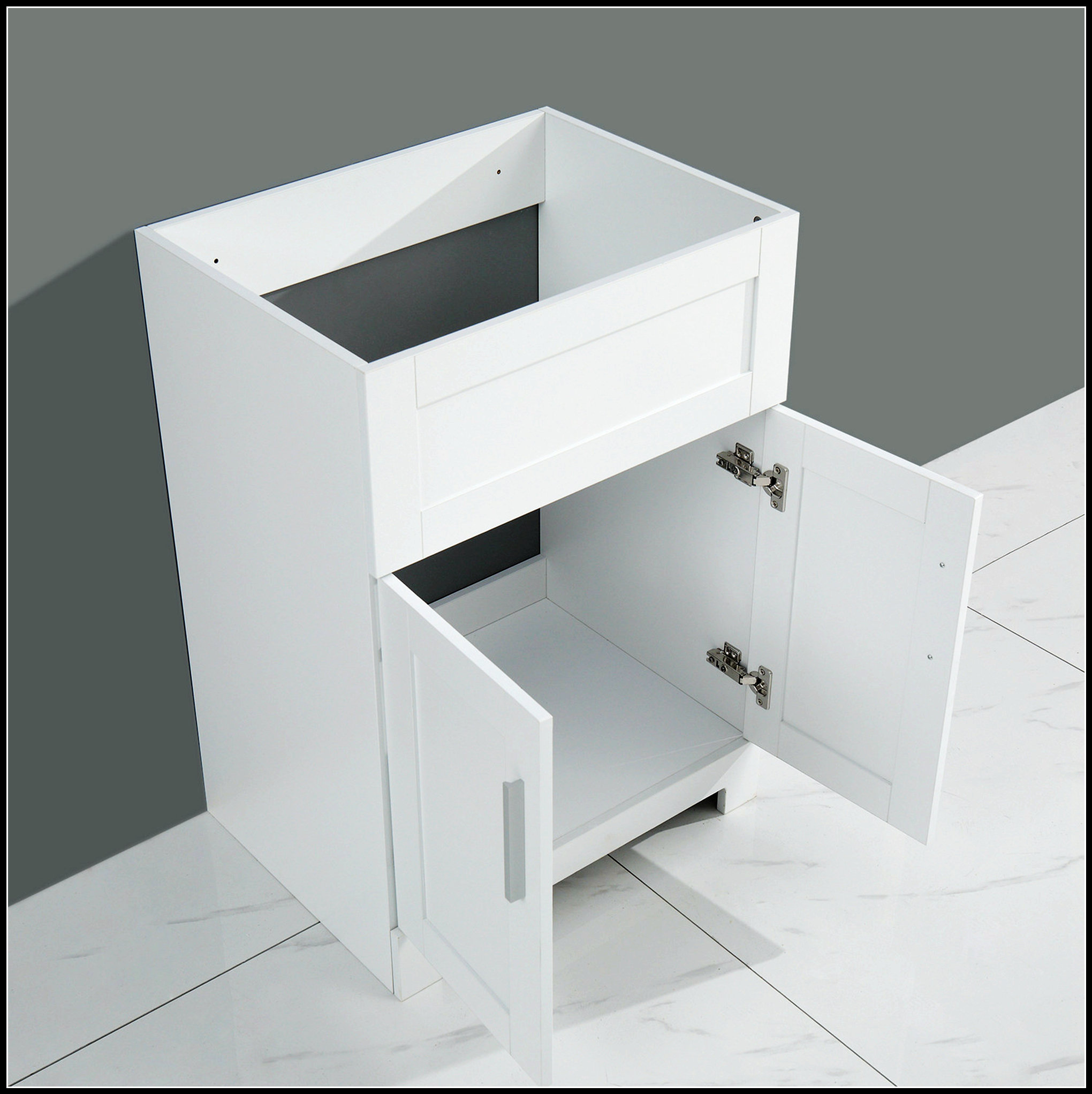 Ophelia & Co. 24in White Paint Free Laundry Tub Cabinet with Stainless ...