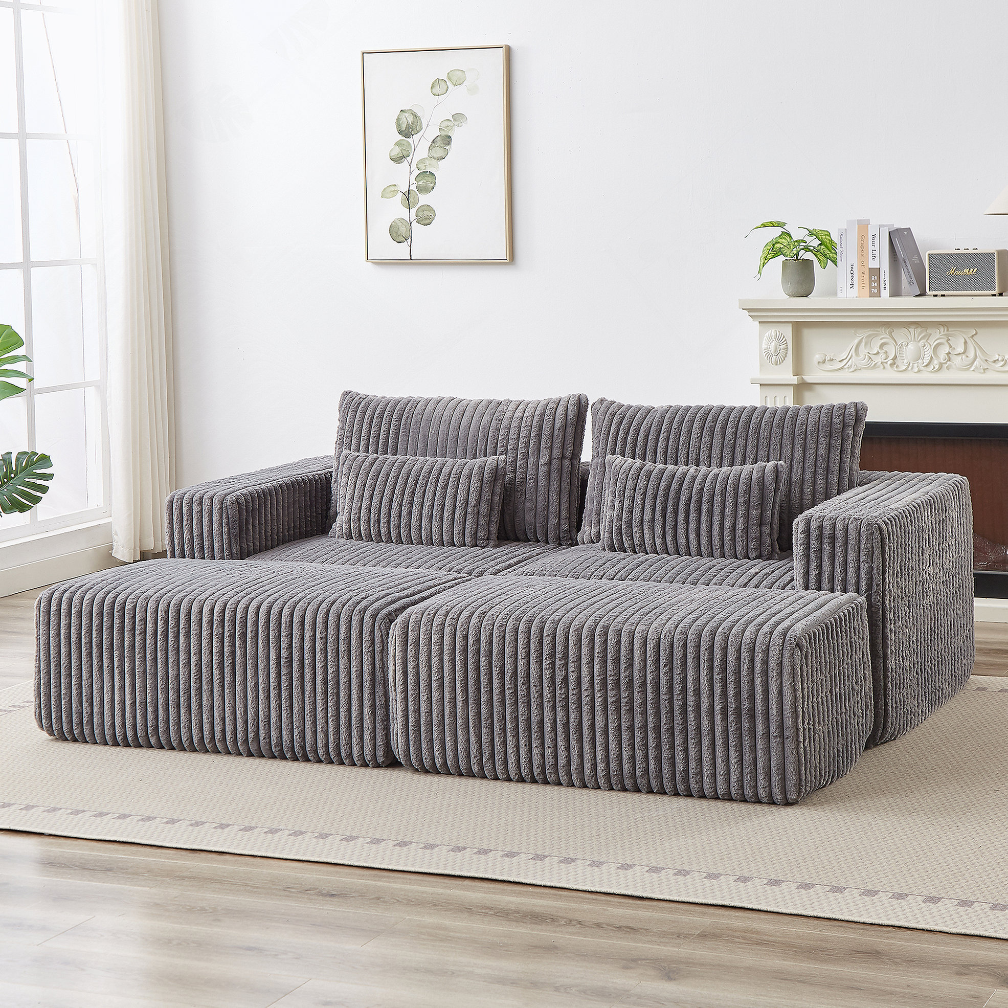 Everly Quinn 87" Oversized Sectional Lounge Chaise No Assembly Cloud ...