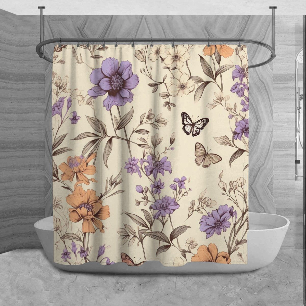 East Urban Home Voline Floral Shower Curtain | Wayfair