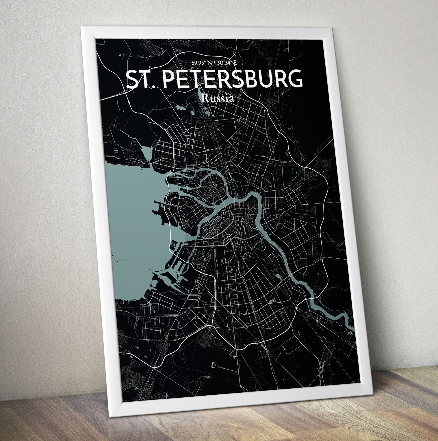 Wrought Studio 'St. Petersburg City Map' Graphic Art Print Poster in ...