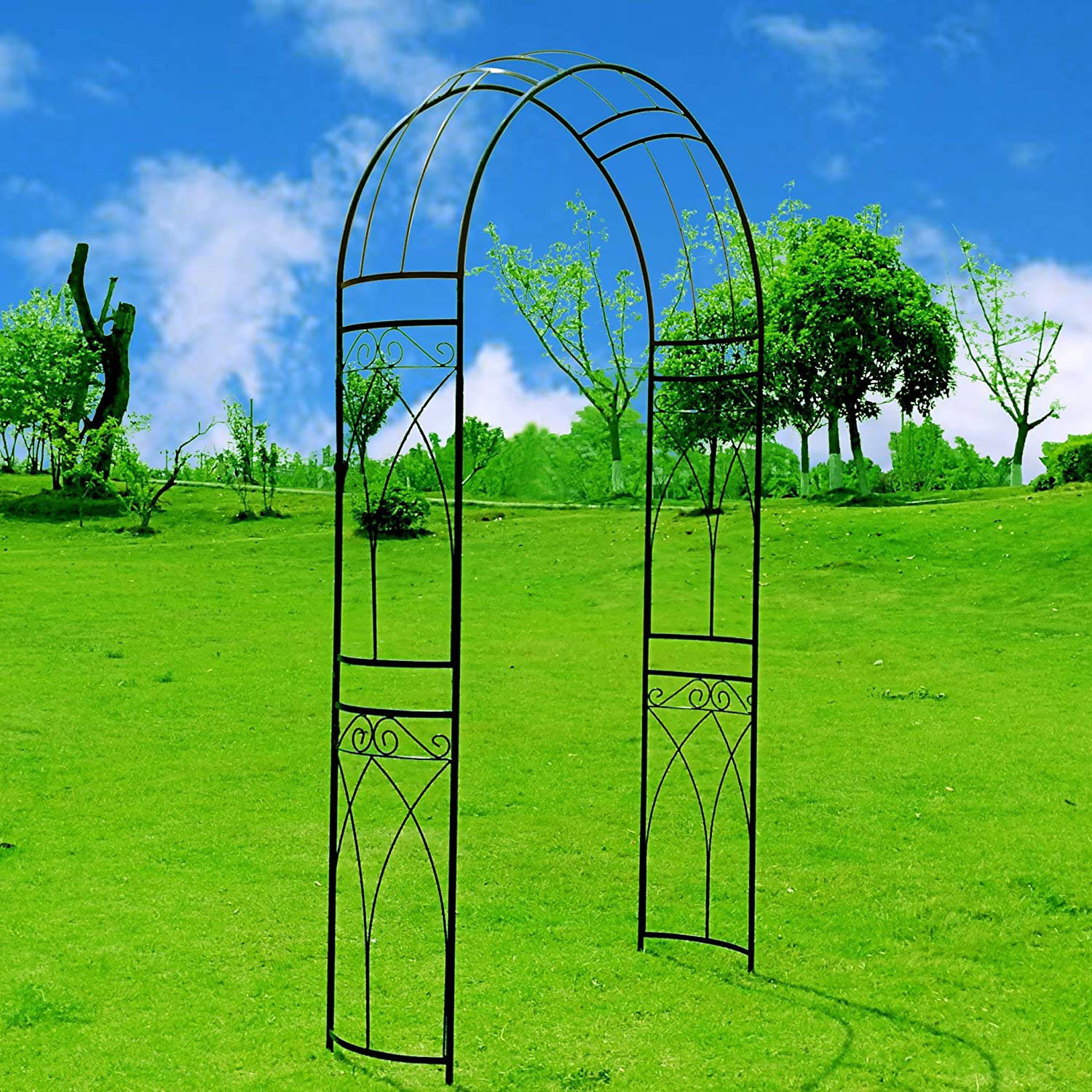 Belleze Metal Garden Arch Arbour Arbour Archway With Graceful Curve ...