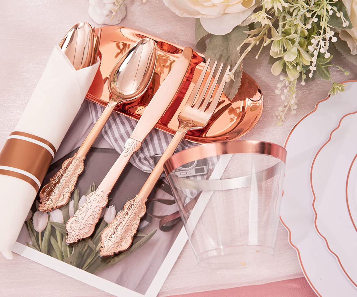 OPTERWQ Disposable Plastic Flatware Set for 50 Guests | Wayfair