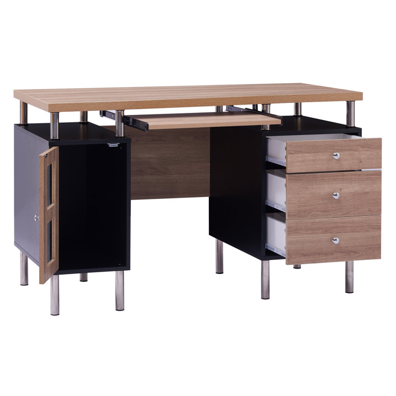 Hokku Designs Armany 47.2"W 3-Drawer Small Desk with Keyboard Tray ...