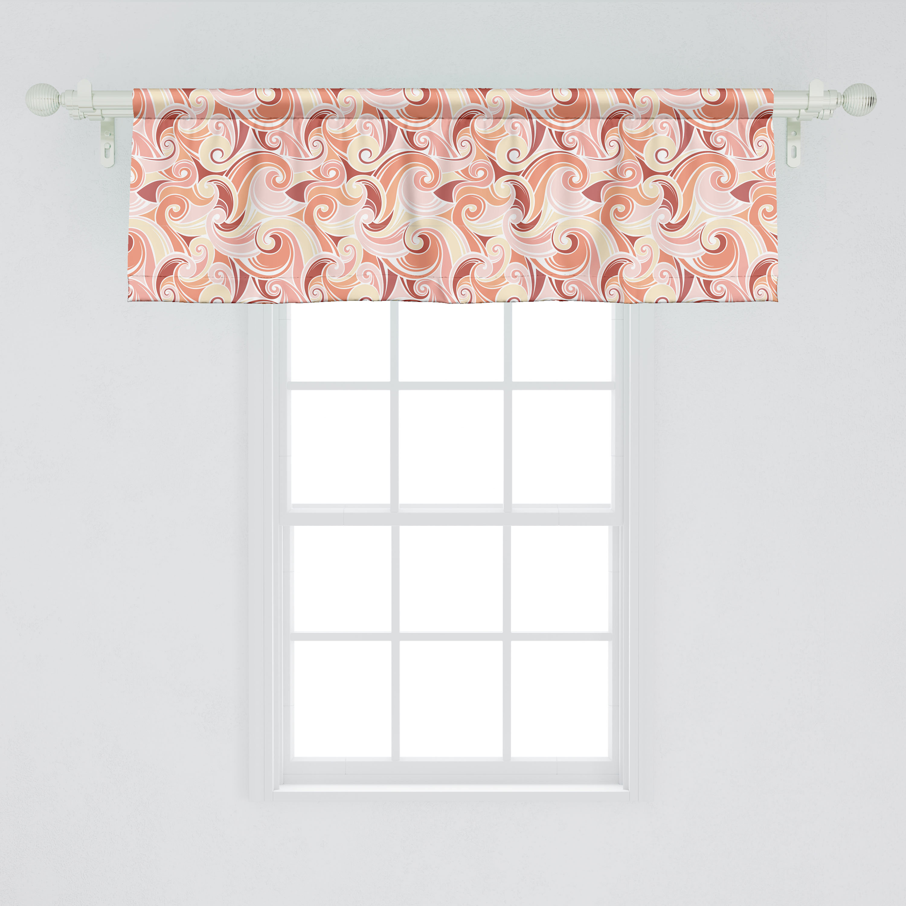 Ambesonne Abstract Valance Pack of 2 Pastel Retro Swirls Multicolor ...