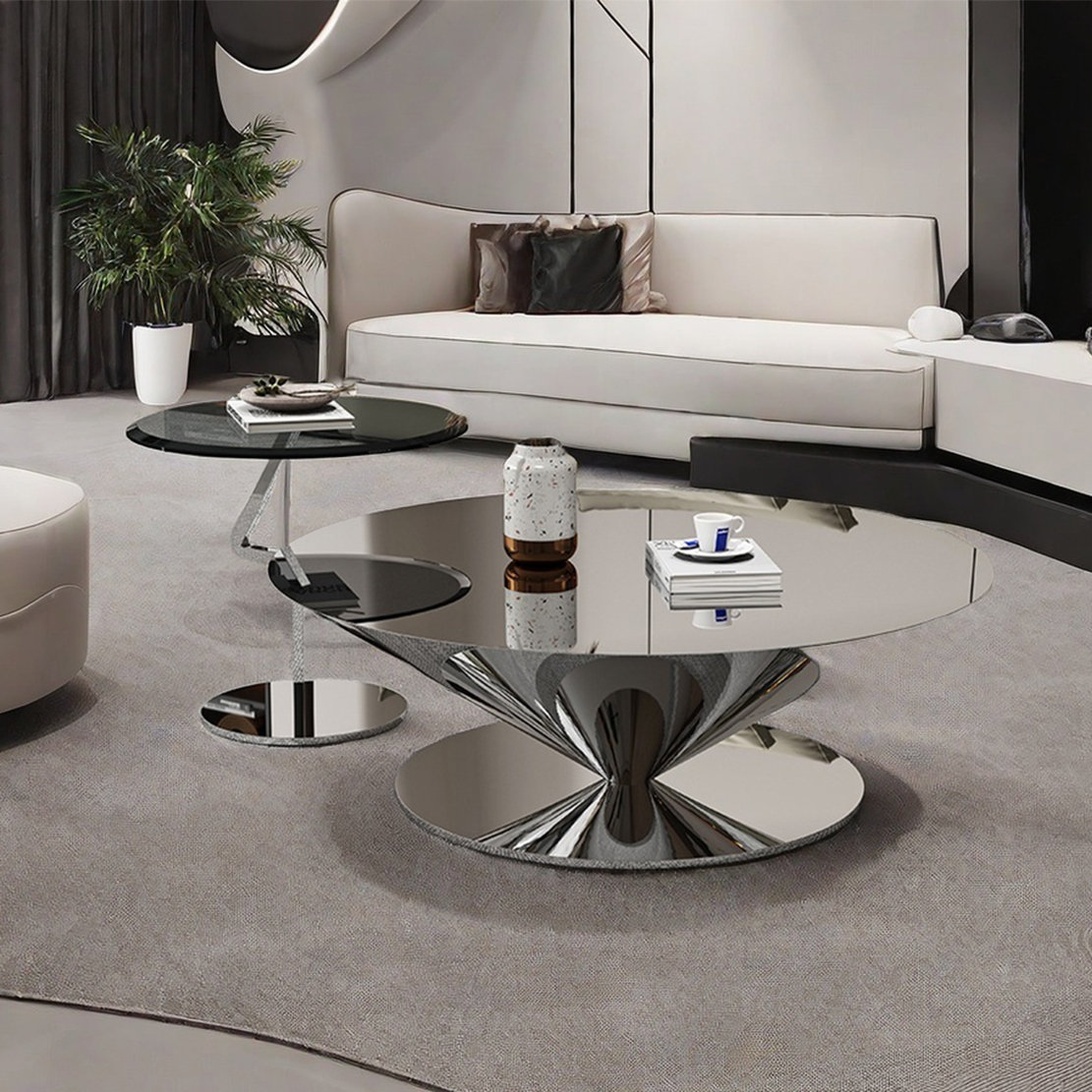 Orxva Galaxy Stainless steel floating saucer coffee table | Wayfair