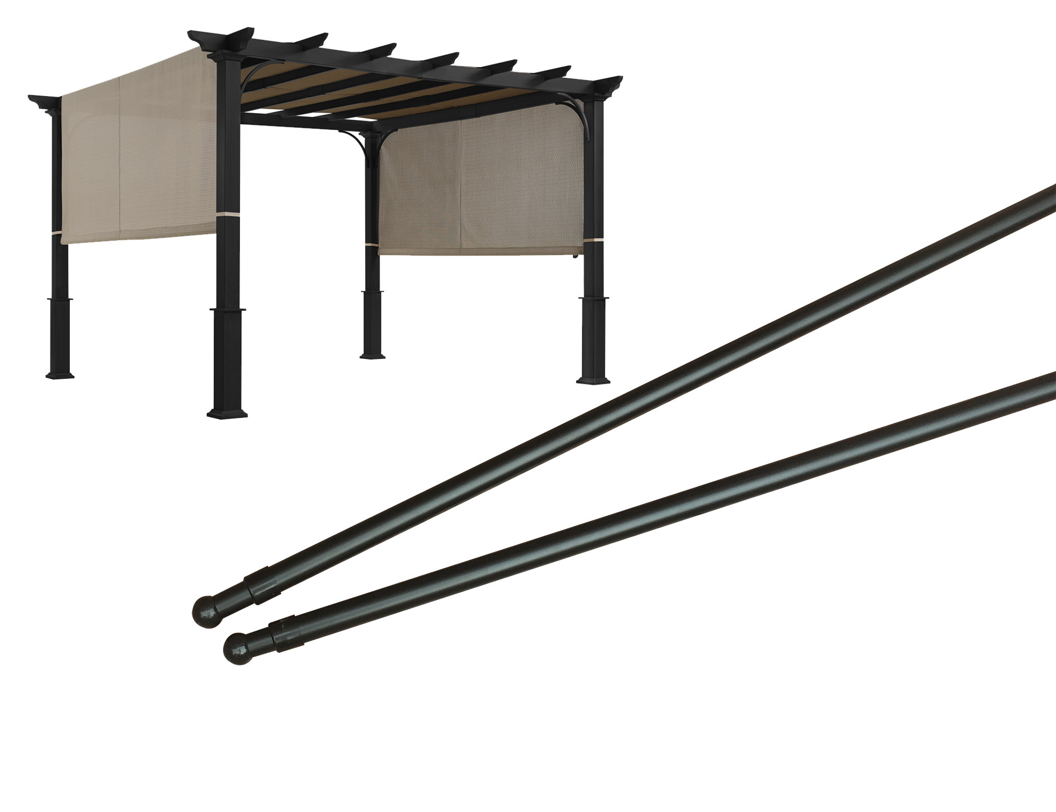 APEX GARDEN Length Adjustable Weight Rods/Pull Tubes For Pergola Canopy ...