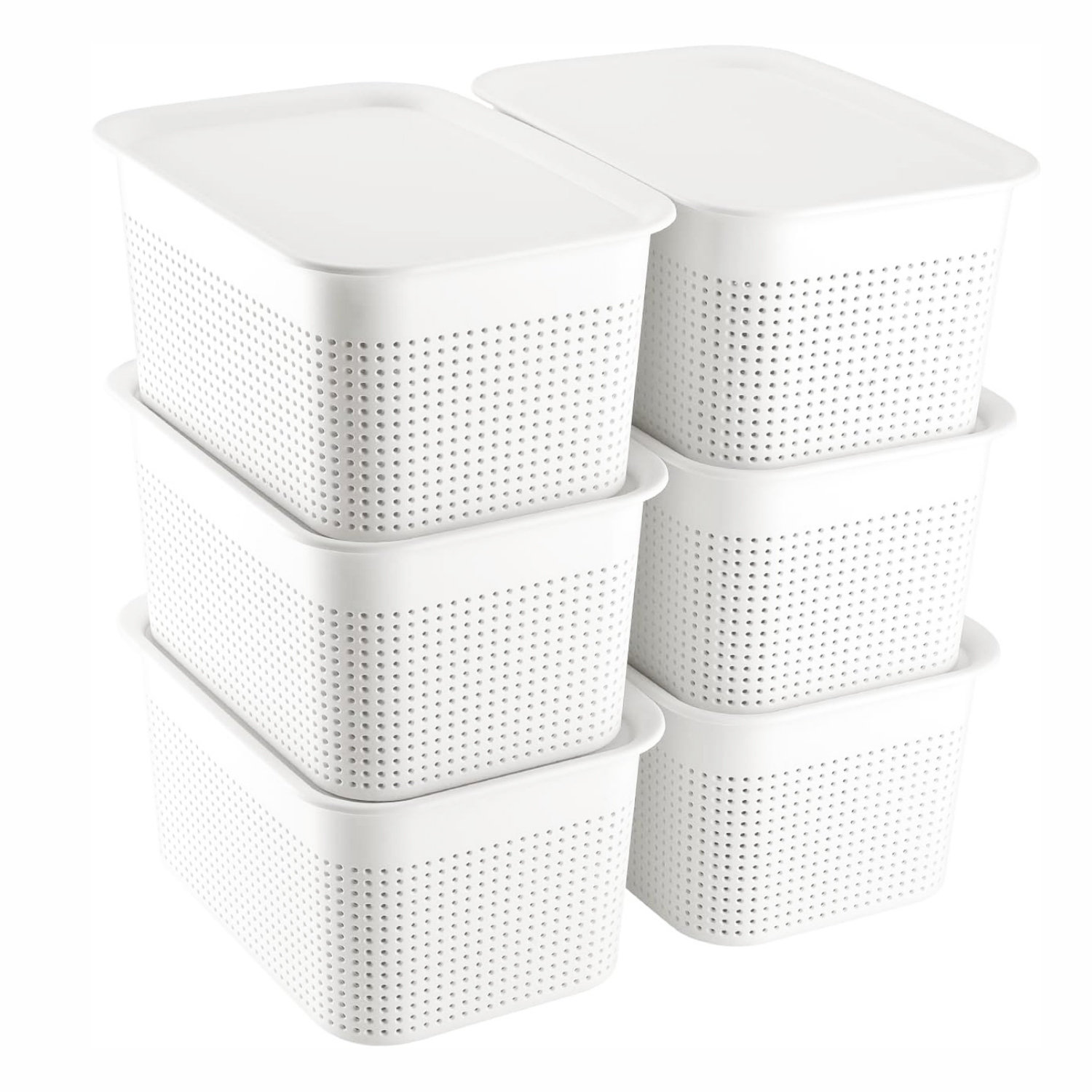 Rebrilliant Plastic Storage Bins With Lid Set of 6 | Wayfair