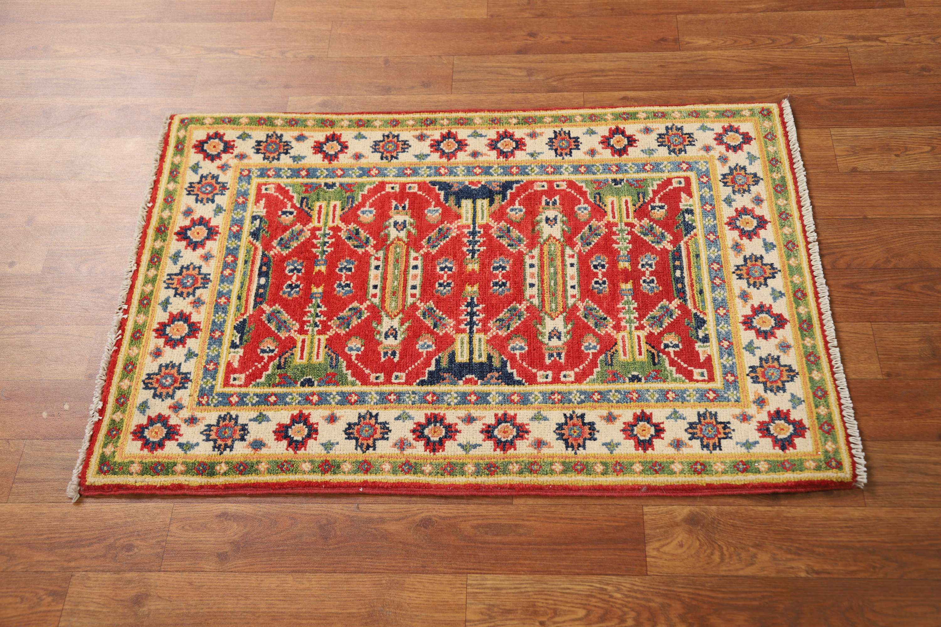 Bungalow Rose Traditional Wool Kazak Oriental Foyer Rug 2x3 | Wayfair