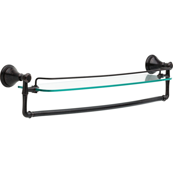 Delta Cassidy 18 in. Glass Shelf with Towel Bar & Reviews | Wayfair
