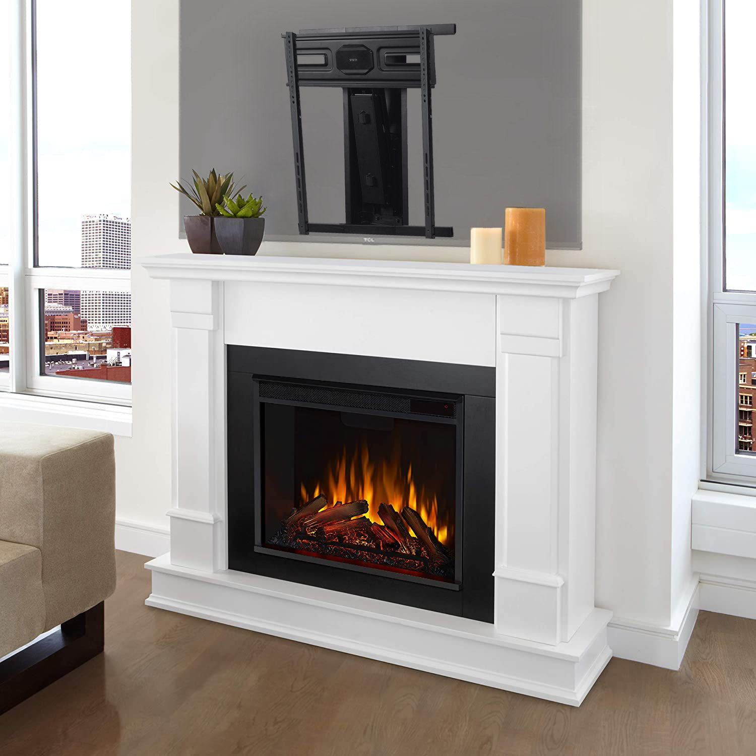 Vivo Mechanical Spring 65" to 70" TV Recessed Fireplace Mount, MOUNT-M ...