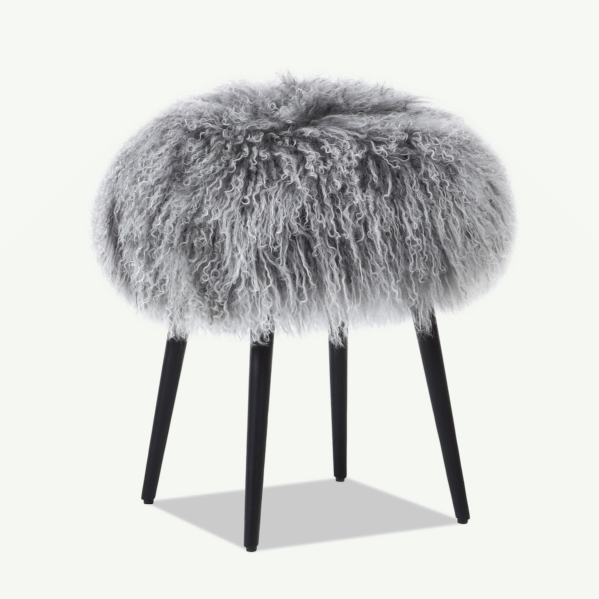 Everly Quinn Alberta 16" Mongolian Sheepskin Round Ottoman ...