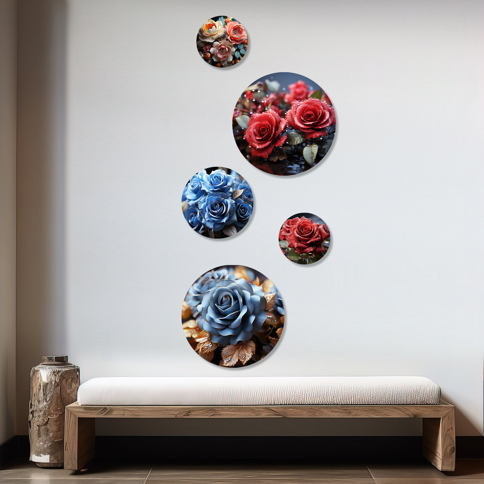 Latitude Run® Azure Blue Roses Arrangement Elegance - Roses Roses Round ...