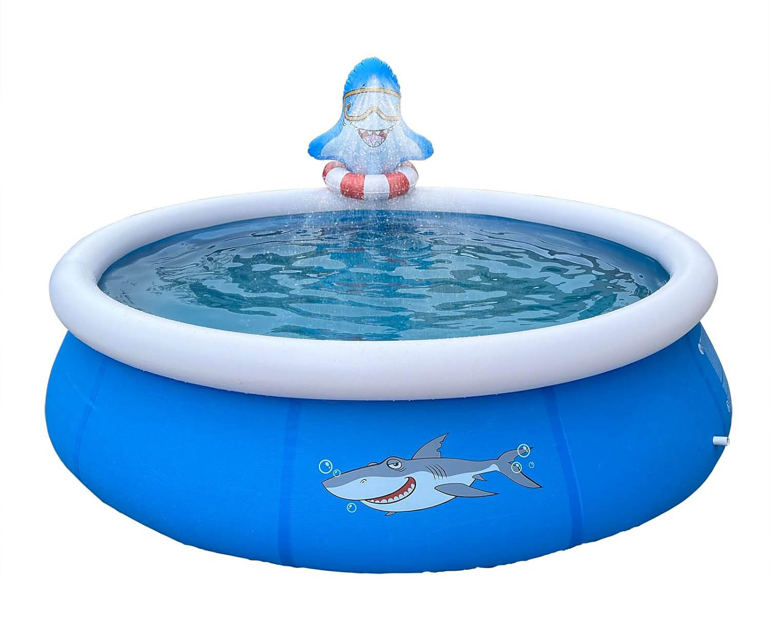 Granij Inflatable Swimming Spray Pool, Outdoor Round Air Top Ring ...