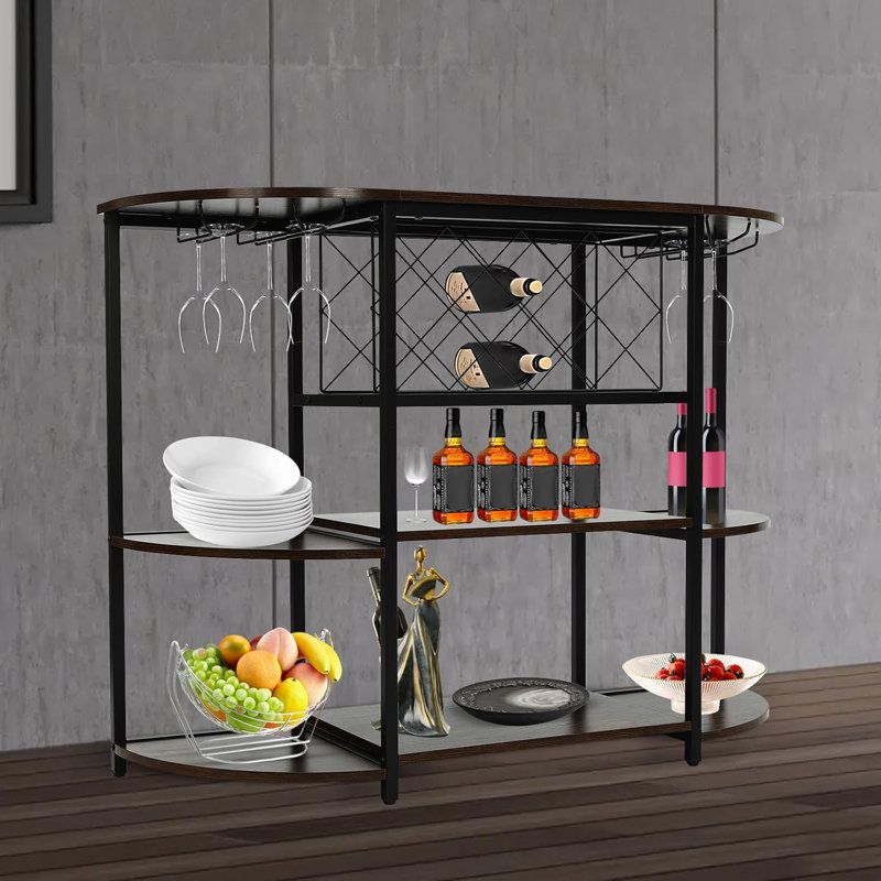 17 Stories Industrial Style 15.8 * 47.5 * 36" Wine Rack Table, 3-Tier ...