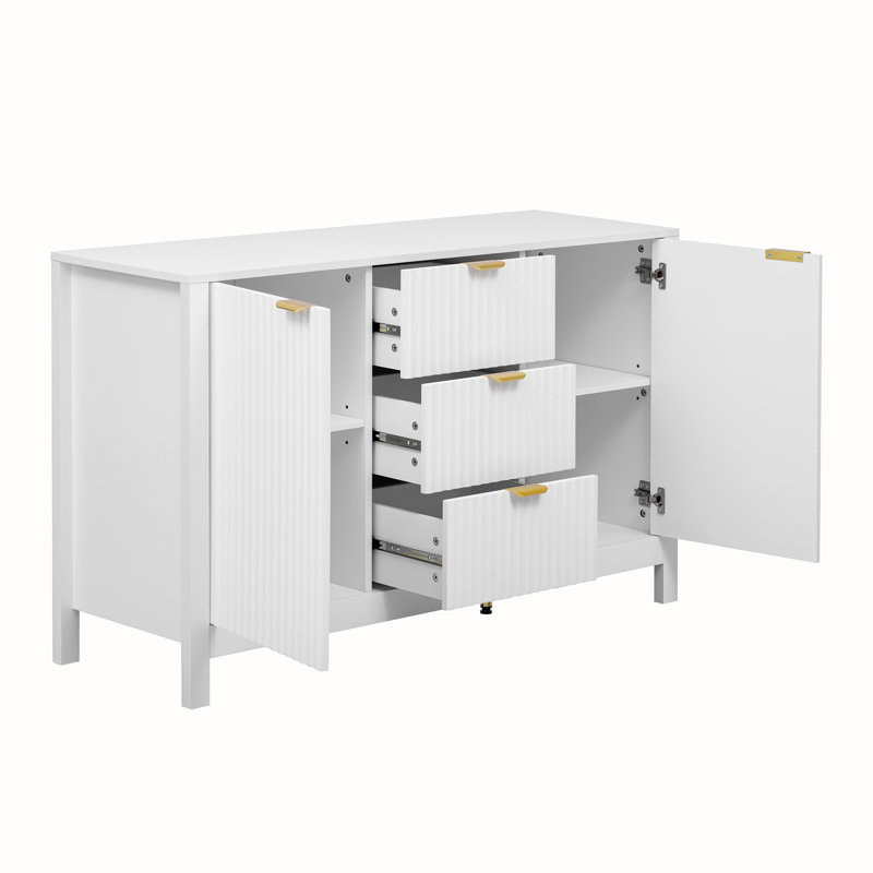 Mercer41 Cabinet with Wave Design - 3 Adjustable Shelves | Wayfair