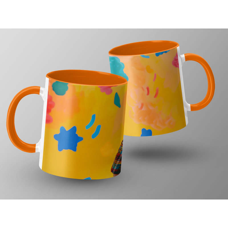East Urban Home Kids Drawing Style 11oz Accent Mug – White Ceramic ...