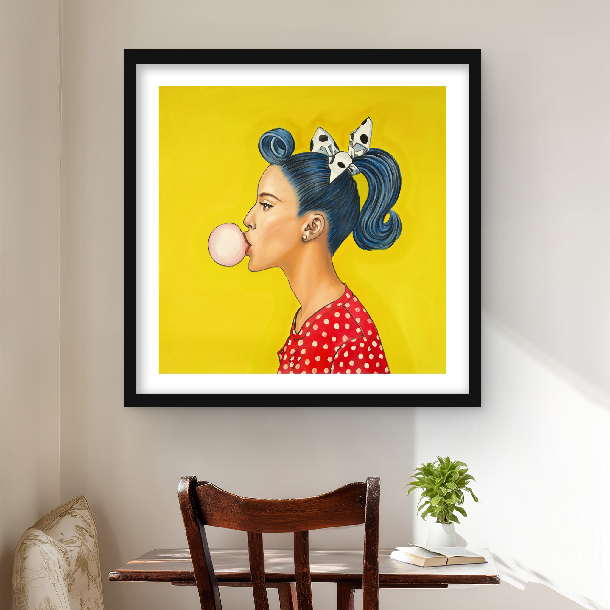 Lark Manor™ Retro Woman with Beautiful Ponytail - Framed Matted Print ...