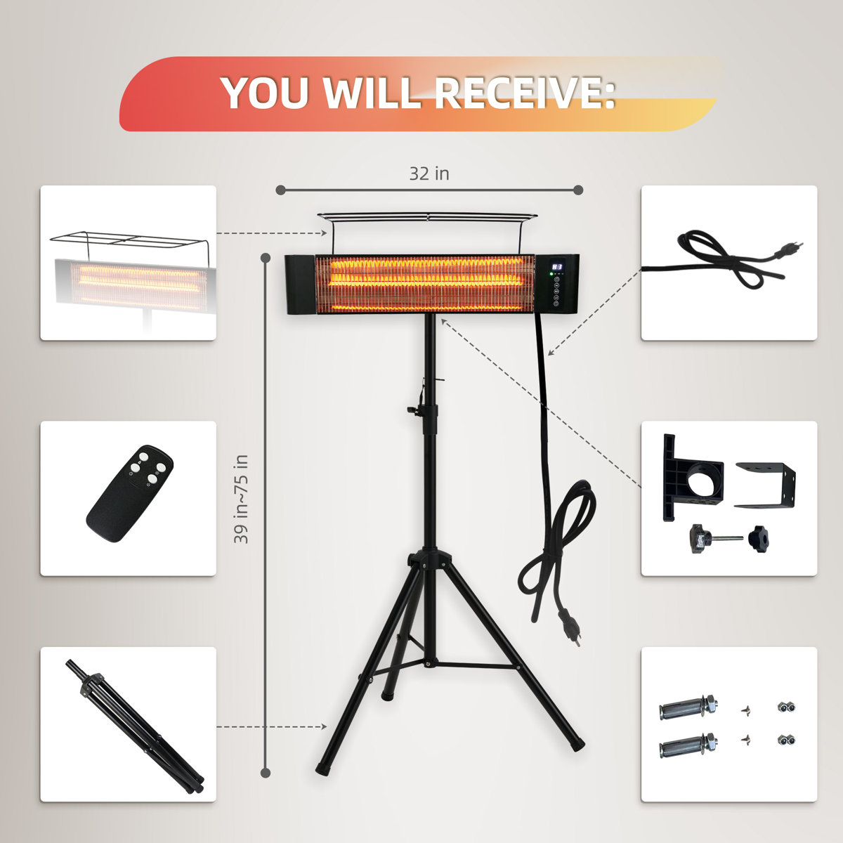 RealSmart 5200BTU Outdoor Patio Heater Electric Standing Infrared ...