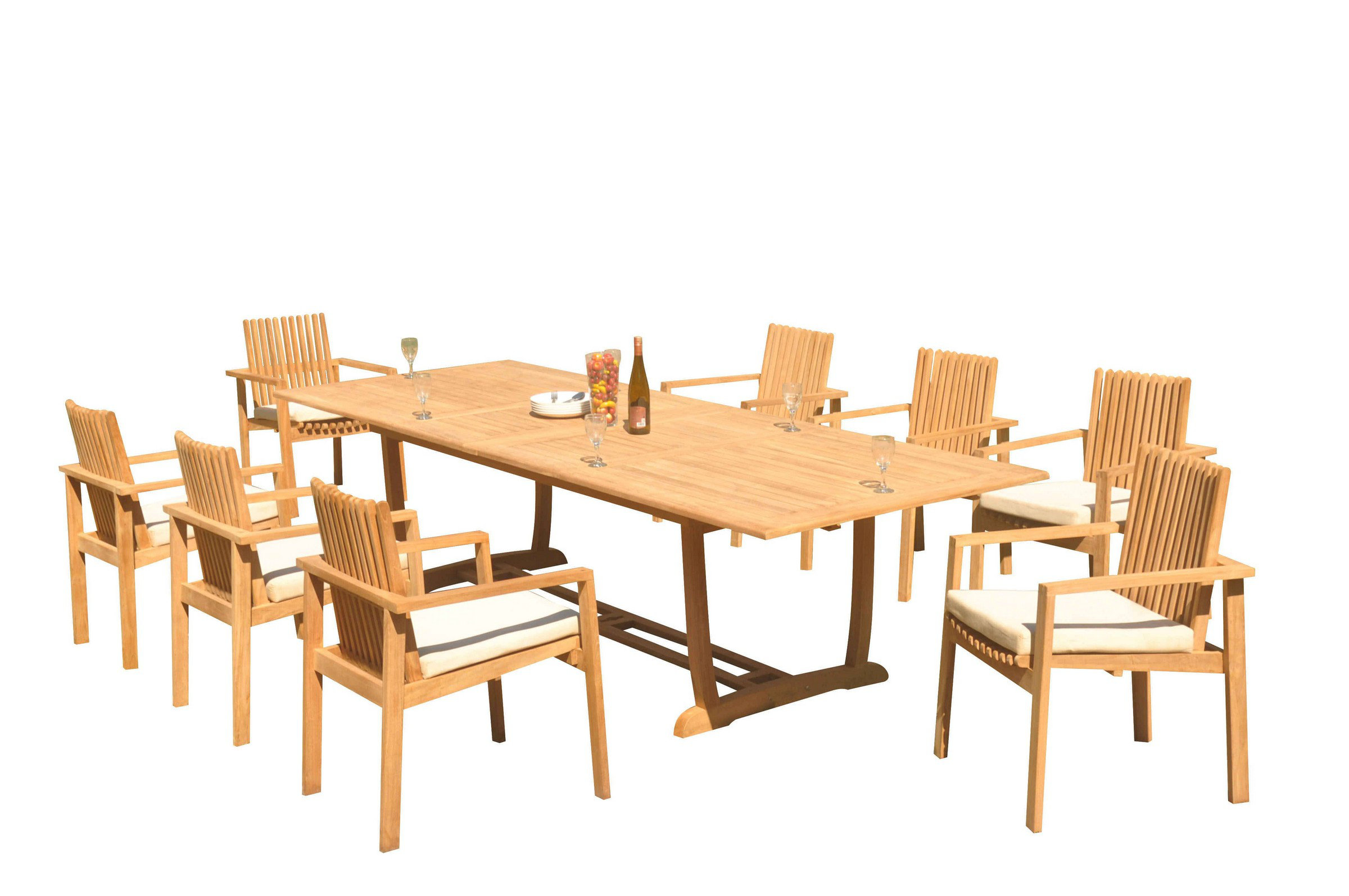 Teak Smith 12 - Person Oval Teak Outdoor Dining Set | Wayfair