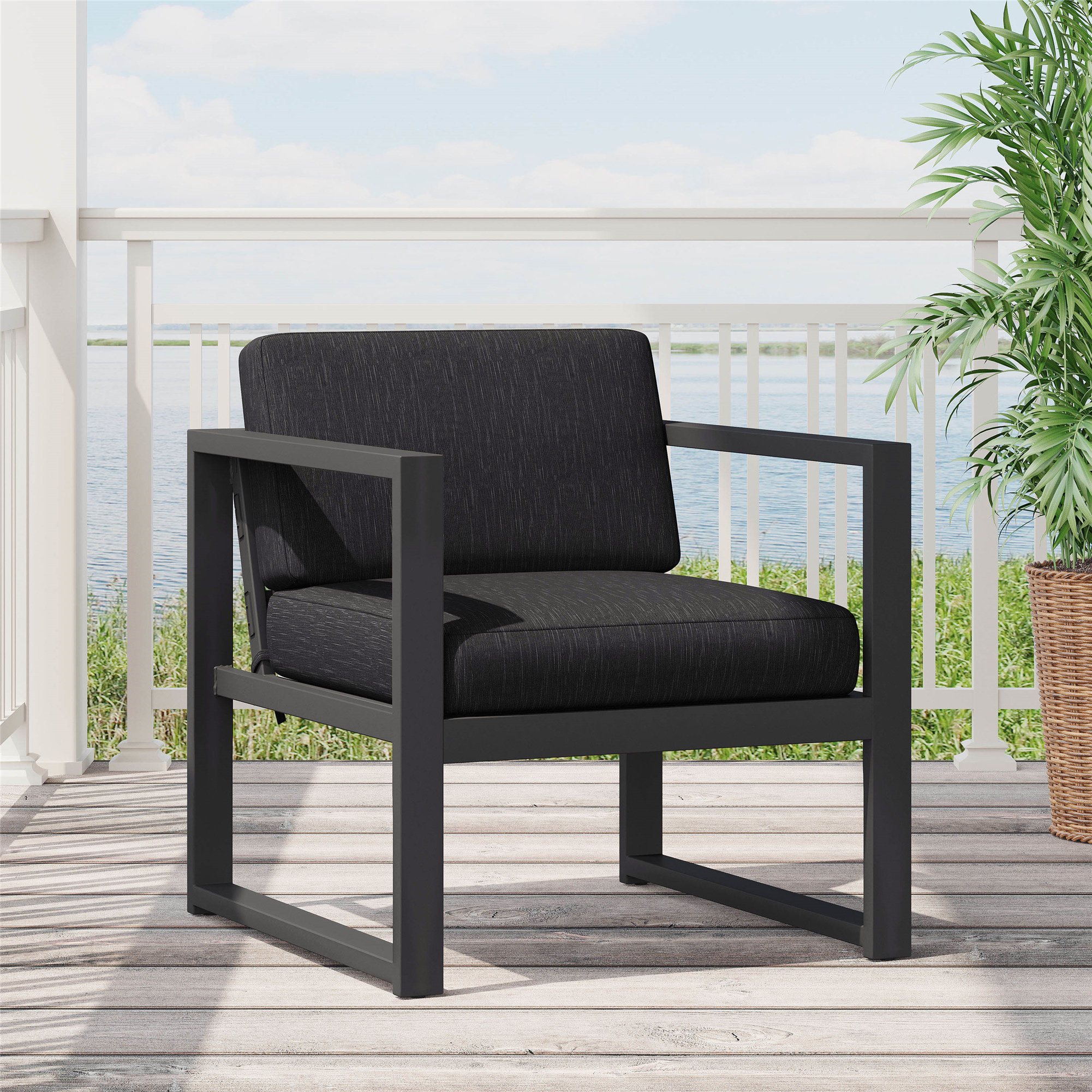Latitude Run® Outdoor Club Chair, Modern Patio Armchair | Wayfair
